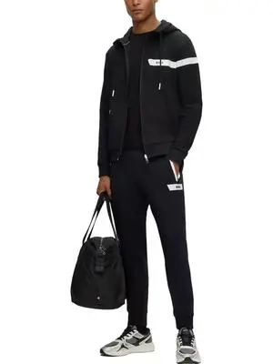 BOSS Logo Stripe-print Hoodie - Black