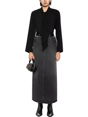 ALAINPAUL Tie-neck Long-sleeve Blouse - Black