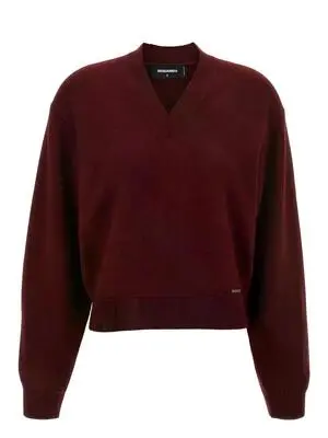 Dsquared2 V-neck Jumper With Ribbed Hem - Red