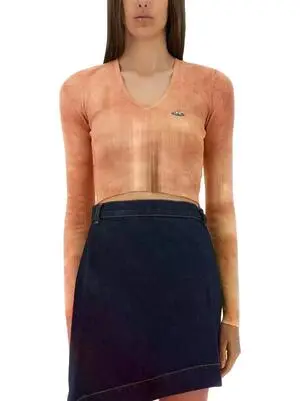 VIVIENNE WESTWOOD Orb Embroidered Cropped Top - Orange