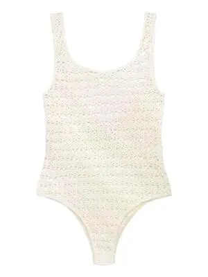 ALYSI Macramé Bodysuit - Neutrals