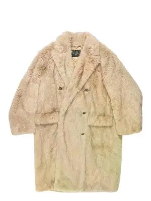 Balenciaga Faux Fur Double-breasted Coat - Neutrals