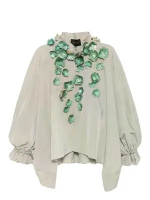 Biyan Embellished Taffeta Jacket - Grey