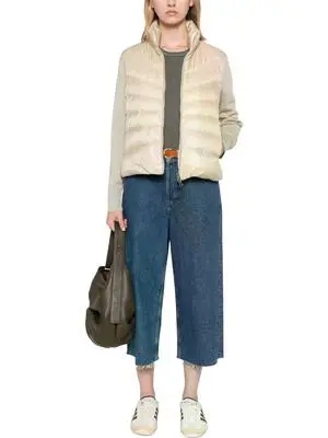 Moncler Knitted-sleeve Puffer Jacket - Neutrals