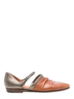 PANTANETTI Metallic Ballet Flats With Buckle-strap Fastening - Brown