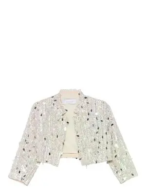 DE SANTIS Sequin-embellished Cropped Jacket - Silver