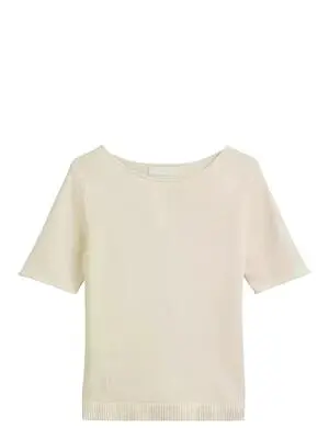 Marc O'polo Short Sleeve Ribbed Fine Knit Sweater - Neutrals