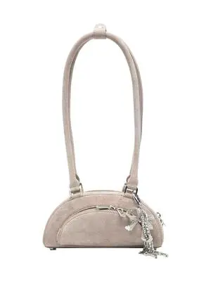 SELF-PORTRAIT Suede Mini Bag With Bow Detailing - Grey