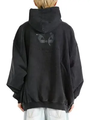 Vetements Embroidered Logo Cotton Hoodie - Black