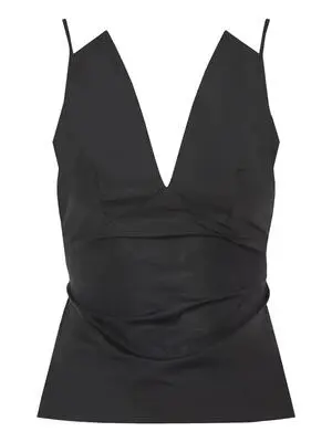 BARBA NAPOLI V-neck Spaghetti Strap Top - Black