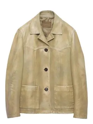 Prada Nappa Leather Jacket - Neutral