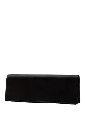 Jennifer Chamandi Embroidered Satin Clutch - Black