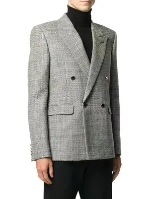 Saint Laurent Deconstructed Check Double-breasted Blazer - Neutrals