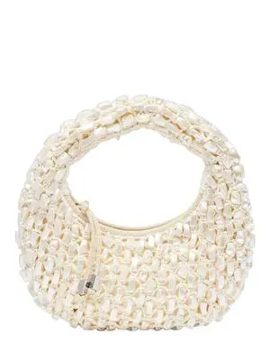 Staud Reef Crochet Embellished Shoulder Bag White