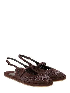 JIMMY CHOO Jimmy Choo Amiee Embroidered Suede Espadrilles Brown