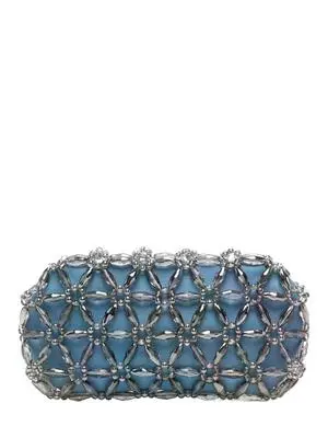 0711 TBILISI Faceted Bead-embellished Clutch Bag - Blue