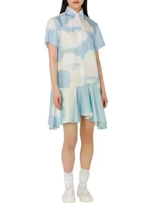 Moschino Archive Clouds Print Shirt Mini Dress - Blue