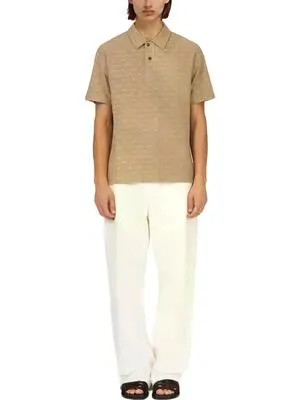FERRAGAMO Monogram-pattern Polo Shirt - Neutrals