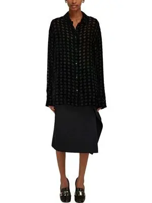 FERRAGAMO Devoré-effect Velvet Shirt - Black