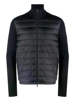 Moncler Front-padded Quilted Knit Jacket - Blue