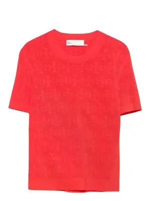 Tory Burch Monogram Perforated T-shirt - Red