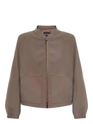 Emporio Armani Embroidered Logo Bomber Jacket - Brown