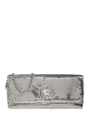 Versace La Medusa Metal Mesh Clutch Bag - Silver