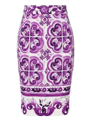 DOLCE & GABBANA Dolce&Gabbana Majolica Print Pencil Skirt