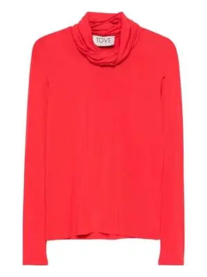 Tove Lisette Roll Neck Long Sleeve Top - Red