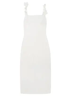 ANDRES OTALORA Petalos Embroidered Linen Midi Dress - Neutrals