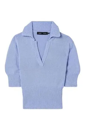Proenza Schouler Proenza Schouler Reeve Cotton-Blend Polo Sweater Blue