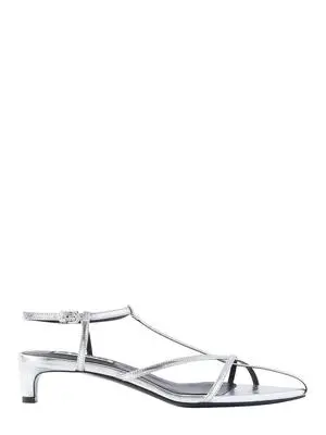 JIL SANDER Metallic Leather Sandals - Silver