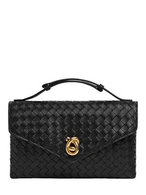 BOTTEGA VENETA Bottega Veneta Leather Intrecciato Knot Lock Top-Handle Bag