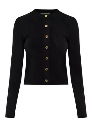 Michael Kors Ribbed Cardigan With Gold-tone Buttons - Black