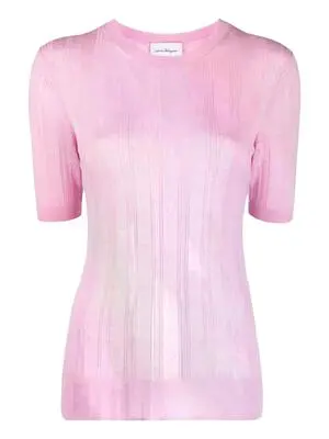 FERRAGAMO Gancini Print Knitted Top - Pink