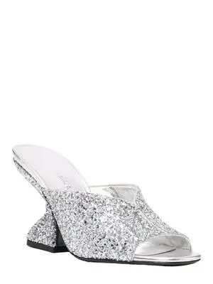 FERRAGAMO Sansu Glitter-detail High Sculpted Heel Sandals - Silver