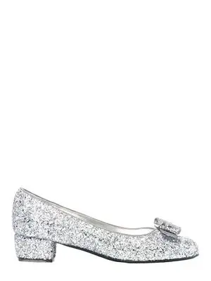 FERRAGAMO Glitter Bow Detail Pumps - Silver