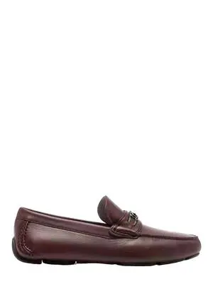 FERRAGAMO Gancini Buckle Leather Loafers - Red