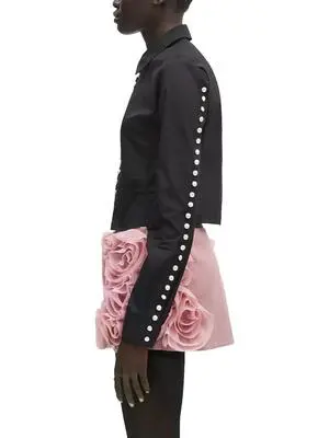 AMBUSH Pearl Embellished Cropped Shirt - Black