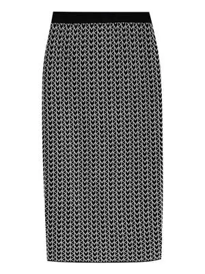 MICHAEL KORS Michael Kors Monogram Pattern Zip-Back Knitted Midi Skirt