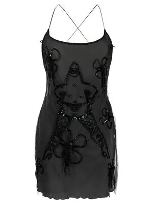Gcds Embellished Tulle Mini Dress - Black