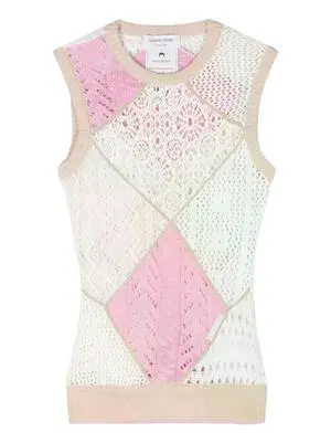MARINE SERRE Regenerated Crochet Knit Top - Neutrals