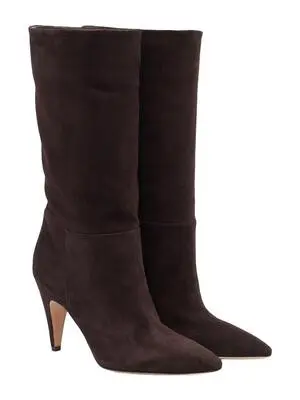 GIANVITO ROSSI Elise Suede Pointed Toe Boots - Brown