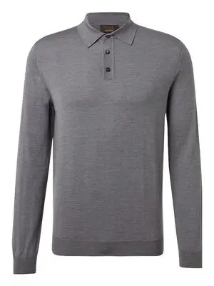 SLOWEAR Wool-blend Polo Shirt - Grey