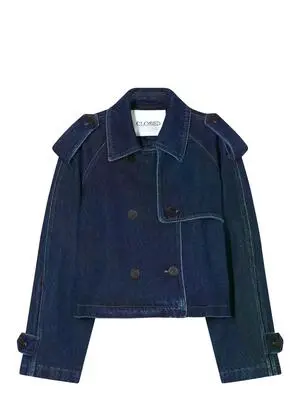Closed Denim Cropped Jacket With Belted Cuffs - Blue