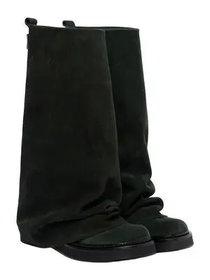 Attico Robin Suede Combat Boots - Black