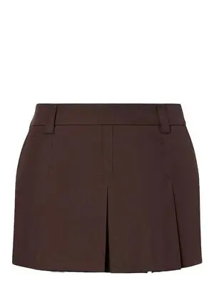 MIU MIU Miu Miu Logo Cotton-Blend Mini Skirt In Brown
