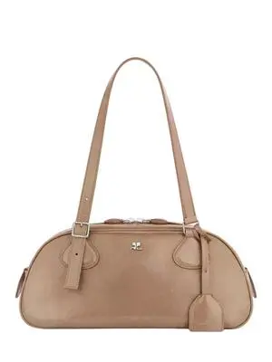 COURREGES Courrèges Medium Friday Leather Shoulder Bag Neutrals