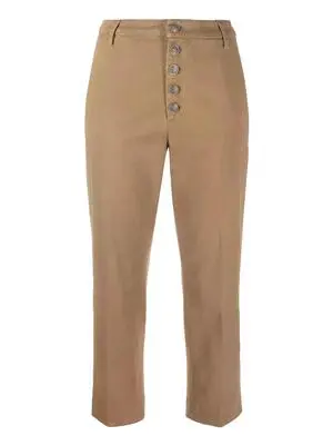 DONDUP Camel Stretch-cotton Cropped Trousers - Brown