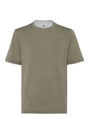 BRUNELLO CUCINELLI Contrast-trim Crew-neck T-shirt